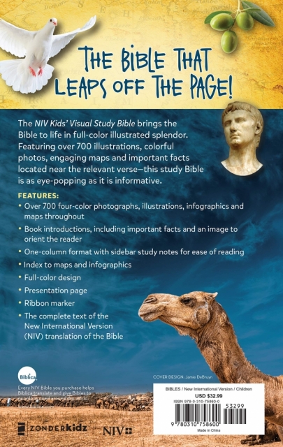 NIV, Kids' Visual Study Bible, Blue Hardcover, Full Color Interior ...